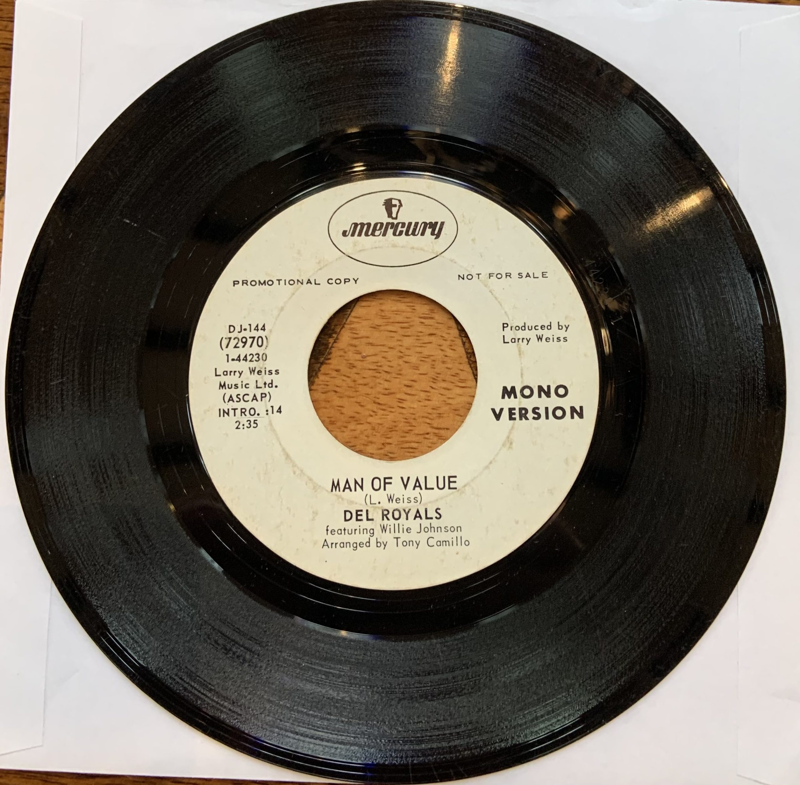 Del Royals ~ Man Of Value ~ Mercury - Soulbase Records