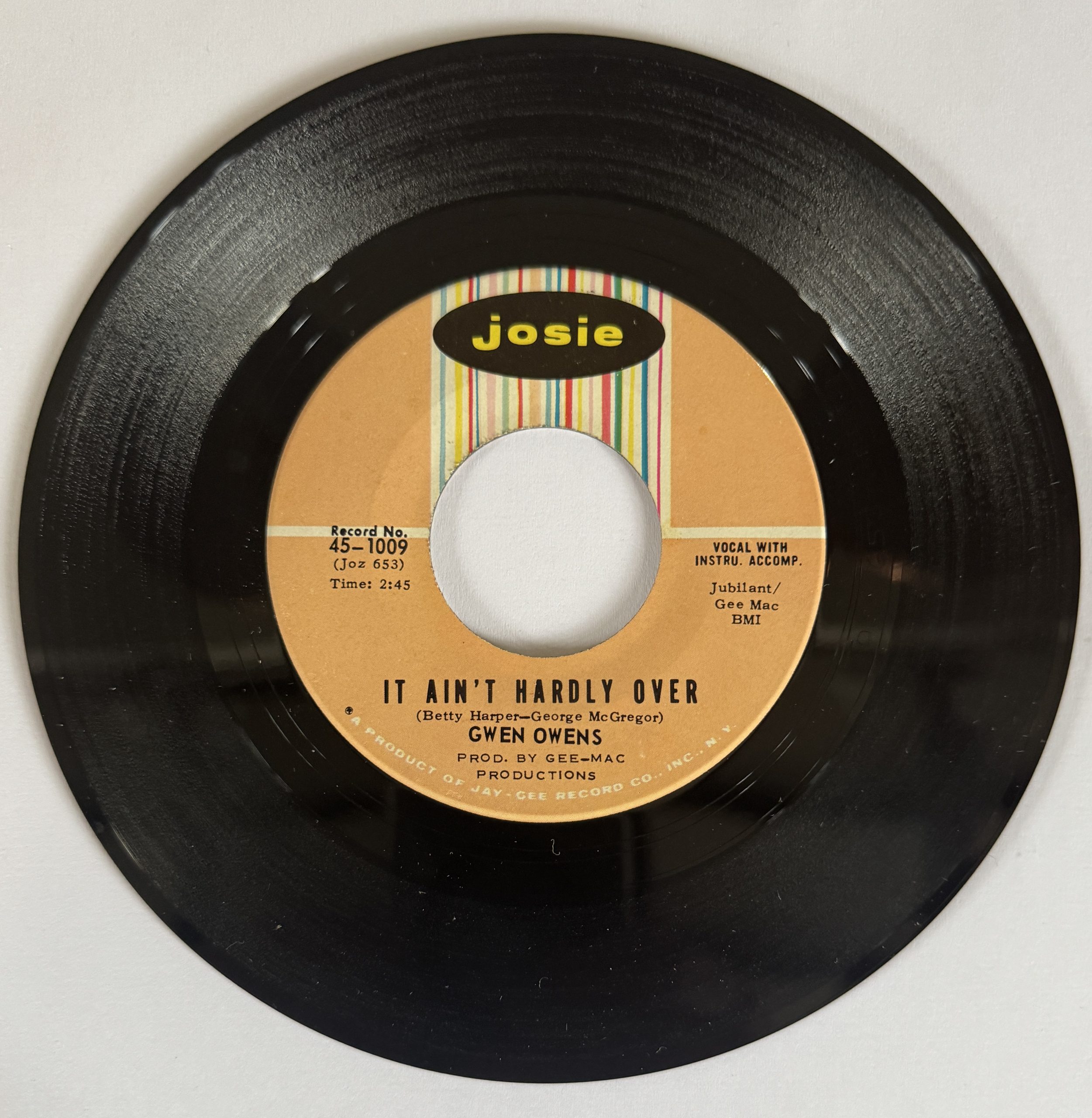 Gwen Owens ~ It Ain't Hardly Over ~ Josie - Soulbase Records